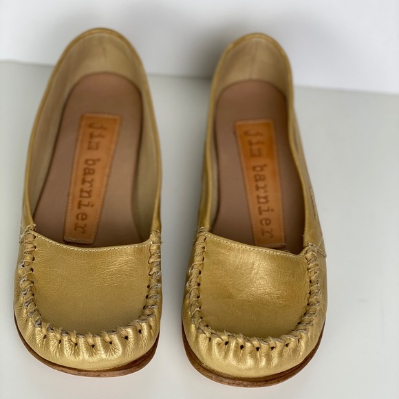 Shoes | Jim Barnier Molly Moccasins In Gold | Poshmark